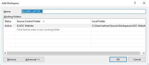 Azure Devops Visual Studio Workspaces How To Set The Default Workspace Stack Overflow
