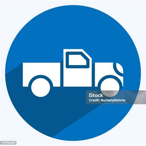 아이콘 픽업 자동차 기호에 적합합니다 긴 그림자 스타일 편집 가능한 간단한 디자인 디자인 템플릿 벡터 간단한 그림 곡선에 대한