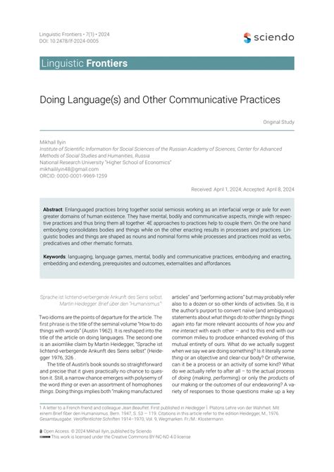 Pdf Doing Language S And Other Communicative Practices