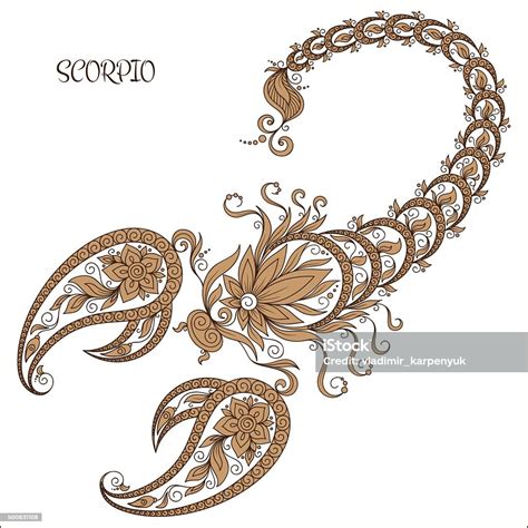 Hand Drawn Pattern For Coloring Book Zodiac Scorpio Stock Illustration