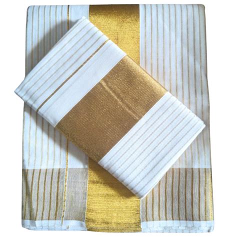 Buy Mat Kuthampully Kerela Onam Wear Flora Jari Woven Cotton Kasavu