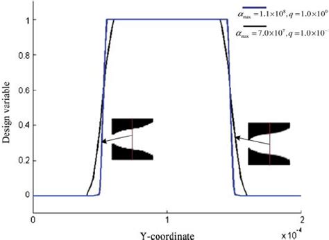 the value of the design variable γ on a specified cross section the