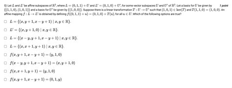 Solved Let L And L Be Affine Subspaces Of R Where Chegg