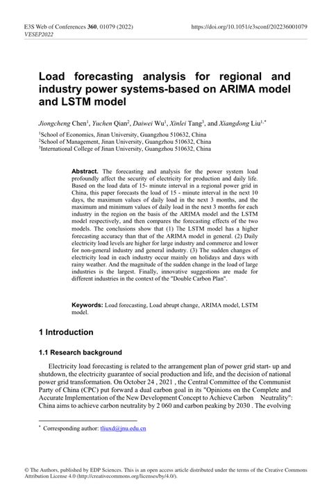 pdf load forecasting analysis for regional and industry power systems based on arima model and