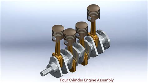 Four Cylinder Engine Assembly Solidworks Tutorial Youtube