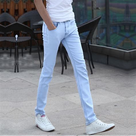 Small Stretch Light Blue Cotton Mens Jeans 28 29 Grandado
