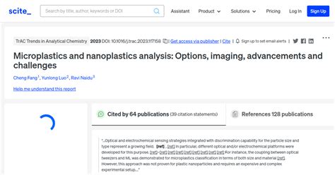 [citation Report] Microplastics And Nanoplastics Analysis Options