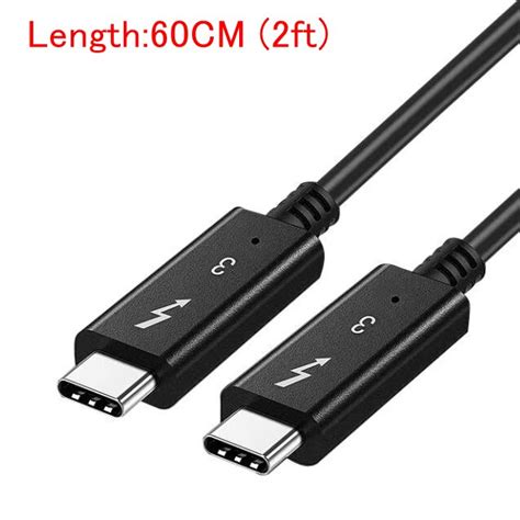 Thunderbolt 3 Cable 100w 40gbps Black For Egpu Del Vicedeal