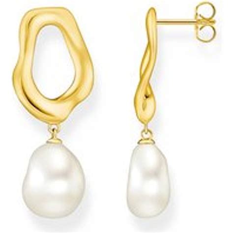Thomas Sabo Gold Plated Natural Beauty Pearl Drop Earrings Gold