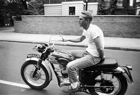 Steve Mcqueen On His Triumph Circa 1960s Roldschoolcool