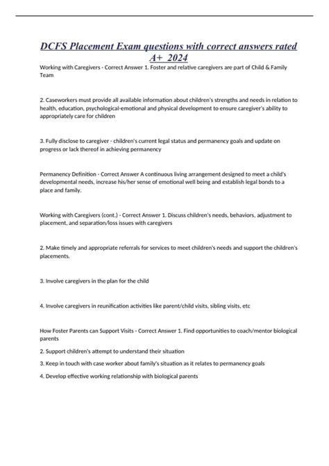 Dcfs Placement Exam Questions With Correct Answers Rated A 2024 Dcfs Stuvia Us