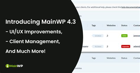 Introducing Mainwp 43 💪 Intuitive Ui And Client Management Mainwp Wordpress Management