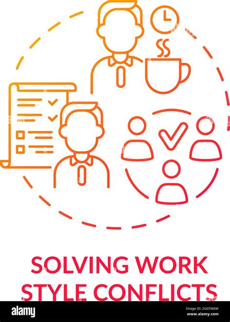 Solving Work Style Conflict Red Gradient Concept Icon Stock Vector