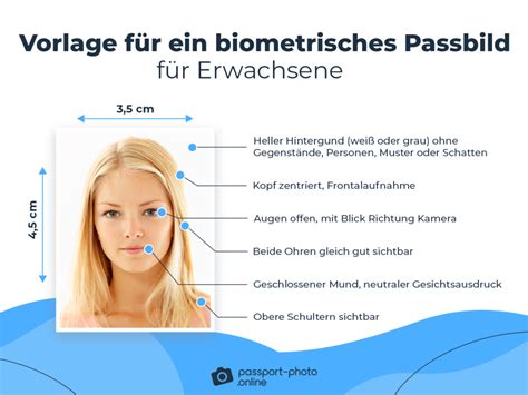 Biometrisches Passbild Schablone Und Vorlage Für Passfotos