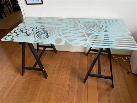 Glass Top Desk Computer Table Ikea Furniture And Home Living Furniture Tables And Sets On Carousell