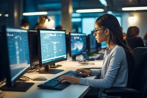 Premium Ai Image Woman Software Developer In Process Of Functional