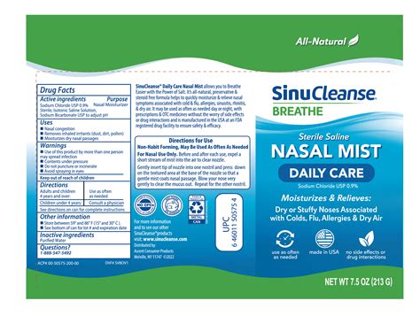 Dailymed Sinucleanse Sterile Saline Mist Daily Care Sodium Chloride