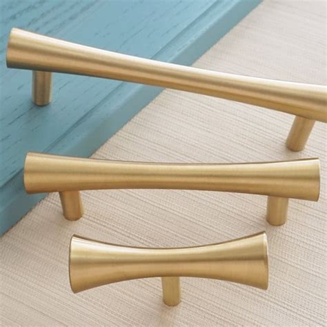Drawer Knobs Pull Handles T Bar Pulls Knobs Brushed Gold Brass Etsy
