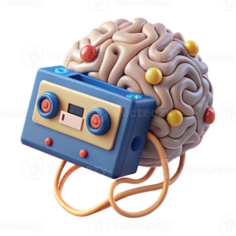 Illustration Retro Cassette Tape Brain Memory Concept 55664494 Png