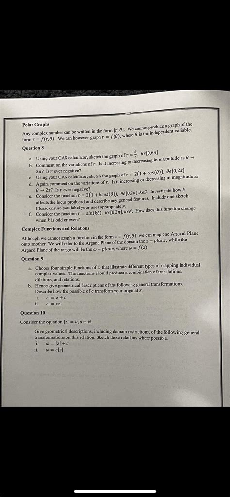 How Would I Approach Question 9 Complex Functions And Relations Rmaths