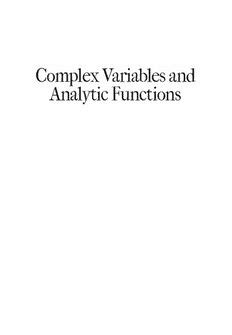 Complex Variables And Analytic Functions An Illustrated Introduction PDF