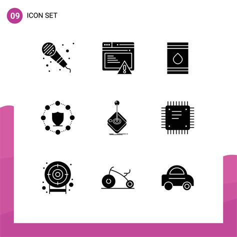 Universal Icon Symbols Group Of 9 Modern Solid Glyphs Of Game Network