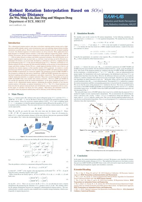 Pdf Poster Icvs 2019 Robust Rotation Interpolation Based On Son Geodesic Distance