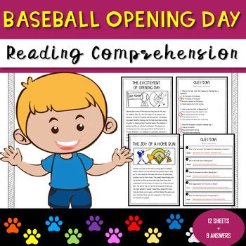 Baseball Opening Day Reading Comprehension Passages And Questions By Lion