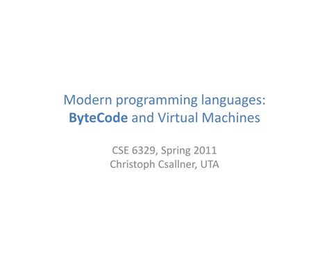 Pdf Modern Programming Languages Bytecode And Virtual Machines