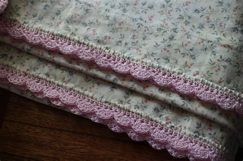 Lilacs And Springtime Pillowcases With Crocheted Edging