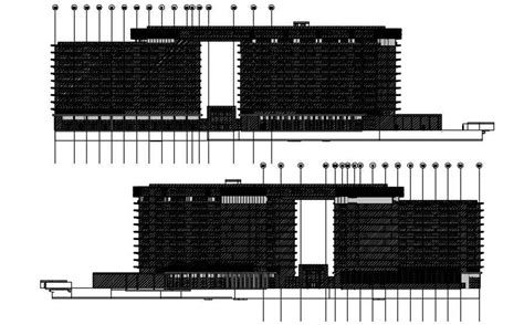 It Office Building Typical Section And Side Elevation Details Are Given