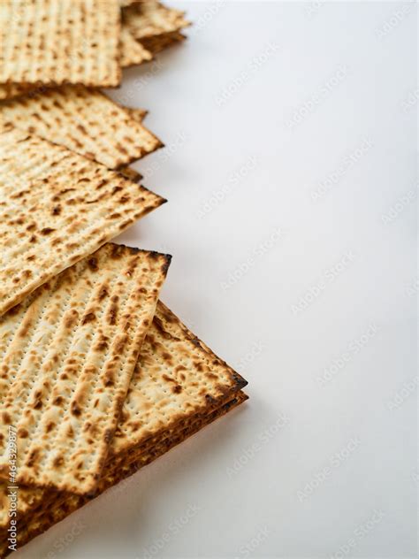 A Stack Of Mats On A White Background Traditional Jewish Passover Bread Concept Jewish