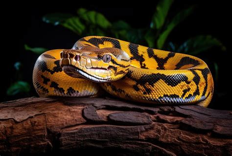 Premium Photo An African Ball Python On A Branch Of Wood In The Style