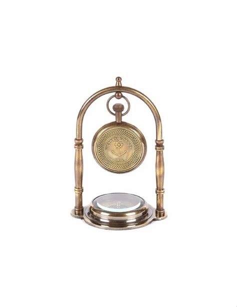 Vintage Brass Pocket Watch And Display Stand Compass Size 6 Inch