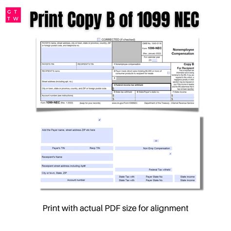 1099 Nec Editable Pdf Fillable Template 2022 With Print And Clear