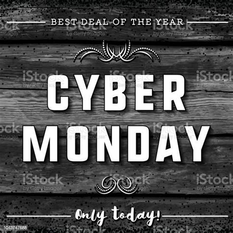 사이버 월요일 판매 배너 검은 나무 배경 벡터 일러스트 레이 션에 Cyber Monday에 대한 스톡 벡터 아트 및 기타 이미지 Cyber Monday 가격 검은색
