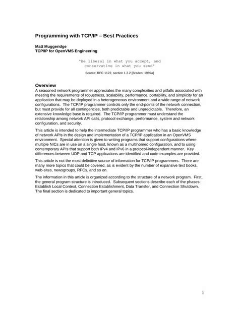 Pdf Programming With Tcpip Best Practicesh41379 With Tcpip Best Practices A