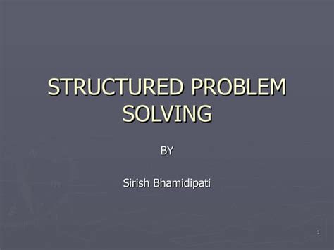 Structured Problem Solving Ppt
