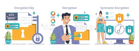 Data Encryption Set Personal Information Internet Access Or Database Stock Vector