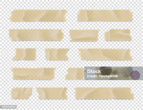 접착제 테이프 세트 투명 한 배경에 격리 된 끈적 끈적한 종이 스트립 벡터 일러스트레이션 개체 그룹에 대한 스톡 벡터 아트 및 기타 이미지 Istock