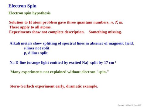Ppt Electron Spin Electron Spin Hypothesis Solution To H Atom Problem Gave Three Quantum