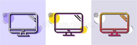 Computer Line Icon Pc Component Sign Monitor Symbol Halftone Dotted Pattern Vector Stock