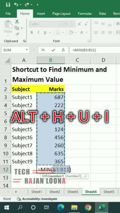find minimum and maximum value in excel exceltricks exceltips exceltutorial excel youtube