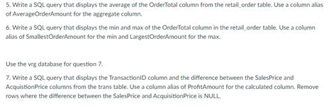Solved Write A SQL Query That Displays The Average Of The Chegg