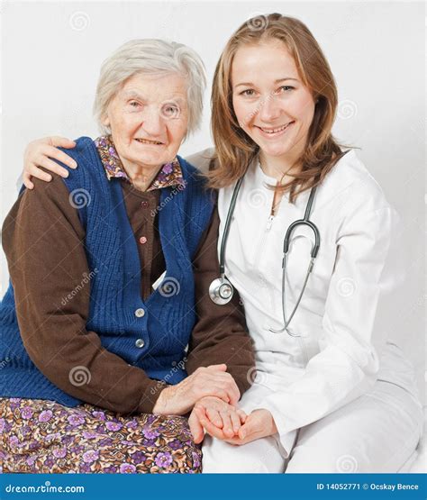 Old Woman and the Sweet Doctor Staying Together Stock Image - Image of ...