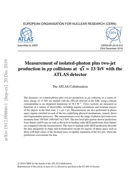 Pdf Measurement Of Isolated Photon Plus Two Jet Production In Pp Collisions At Sqrt S13