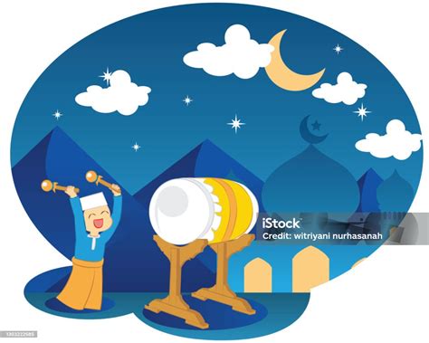 라마단 카림 라마단 드러머 이슬람과 터키의 축하 밤 벡터에 모스크와 사막라마단 드럼 곡선에 대한 스톡 벡터 아트 및 기타 이미지 곡선 공휴일 남자 Istock