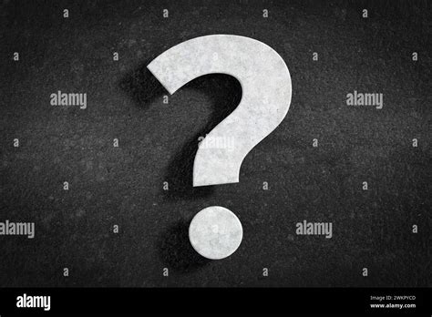grunge white stone question mark icon on a dark grunge background 3d