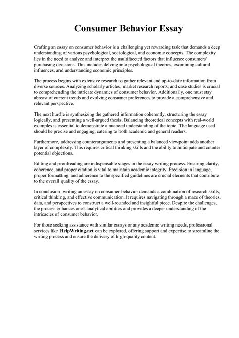 Consumer Behavior Essaypdf