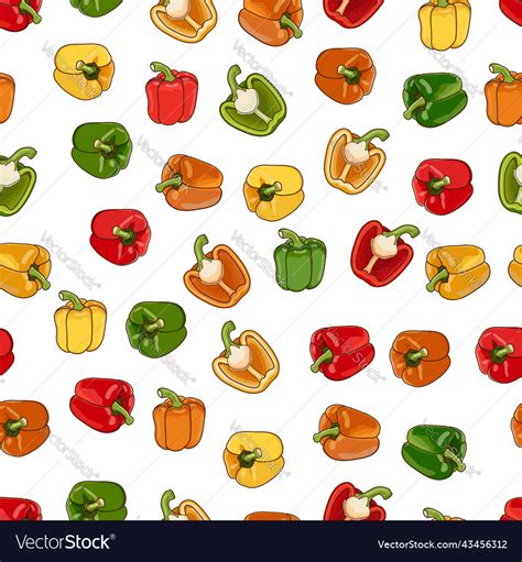 Seamless Pattern Bell Peppers Royalty Free Vector Image